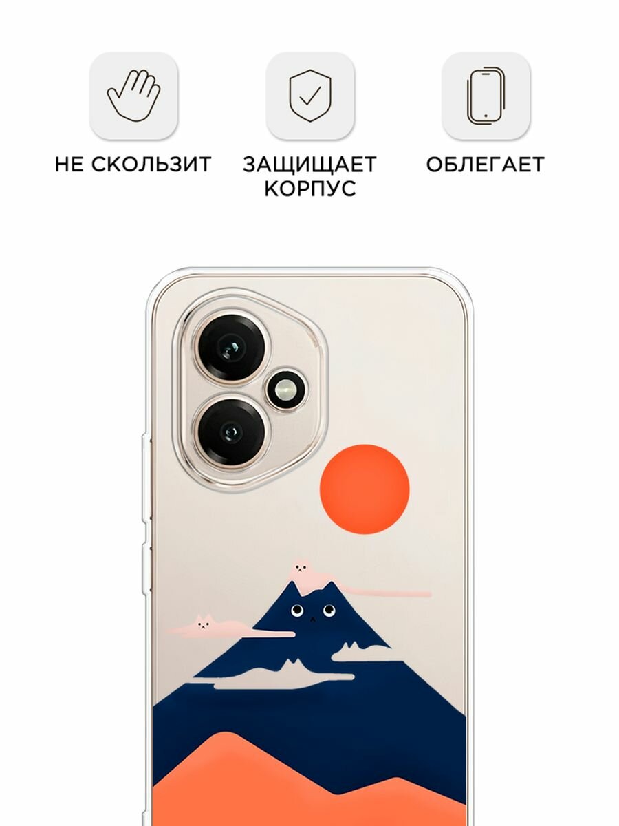 Чехол на Honor 400 / Хонор 400 с принтом "Кот-гора", прозрачный — фото 1