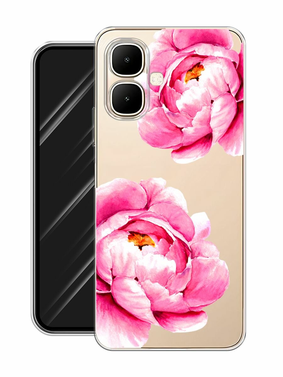 Чехол на Infinix Smart 10 / Инфиникс Смарт 10 с принтом "Open peonies", прозрачный — фото 1