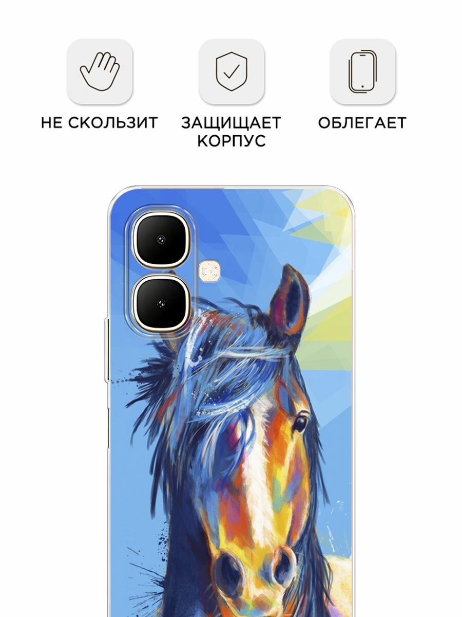 Чехол на Infinix Smart 10 / Инфиникс Смарт 10 с принтом "Лошадь арт 3" — фото 1