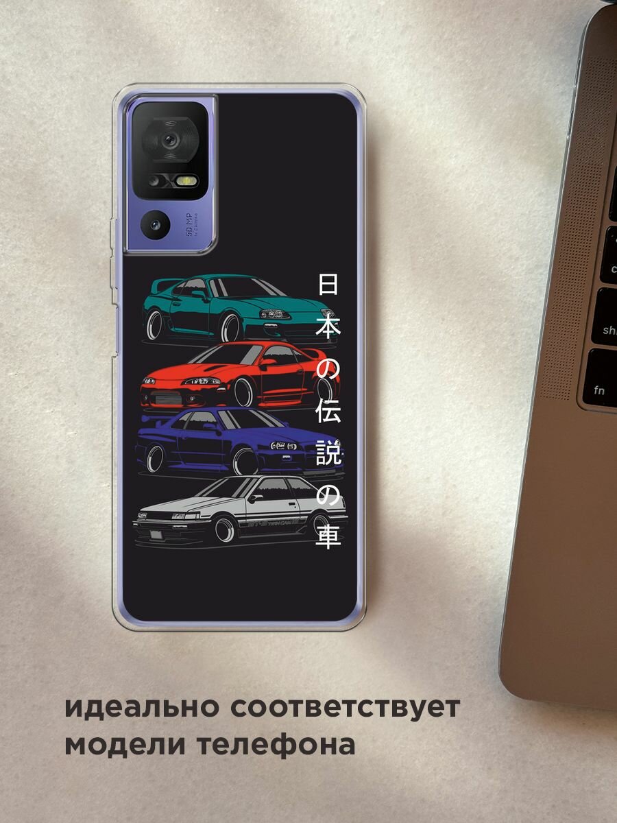 Силиконовый чехол на TCL 40 SE / ТСЛ 40 SE с принтом "JDM Legend cars" — фото 1