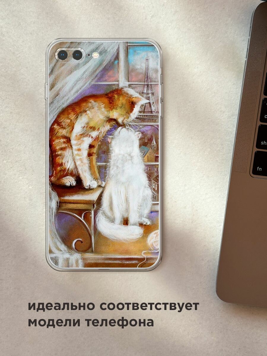 Чехол на Apple iPhone 7 Plus / Айфон 7 Плюс с принтом "Влюбленные котики 1" — фото 1