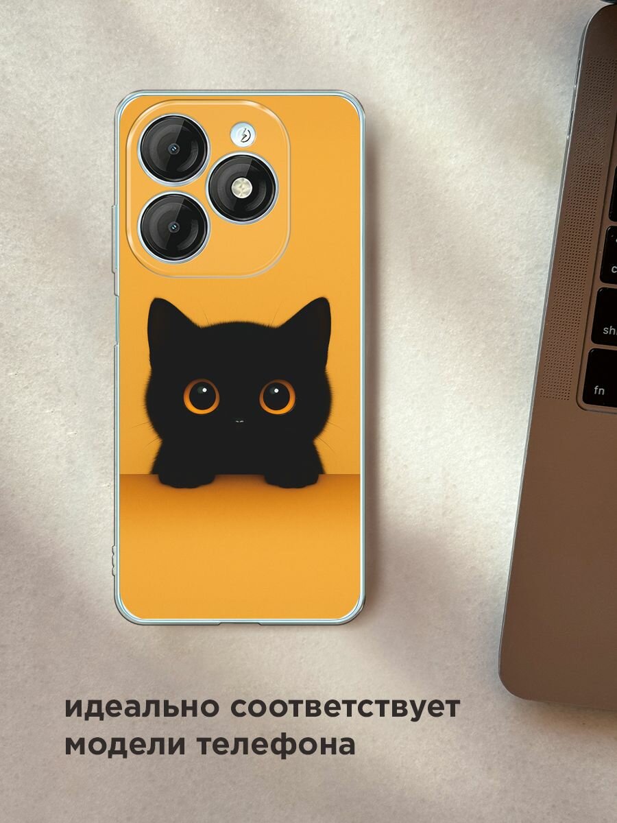 Силиконовый чехол на Itel P55 / Ител Р55 с принтом "Контрастный котик" — фото 1