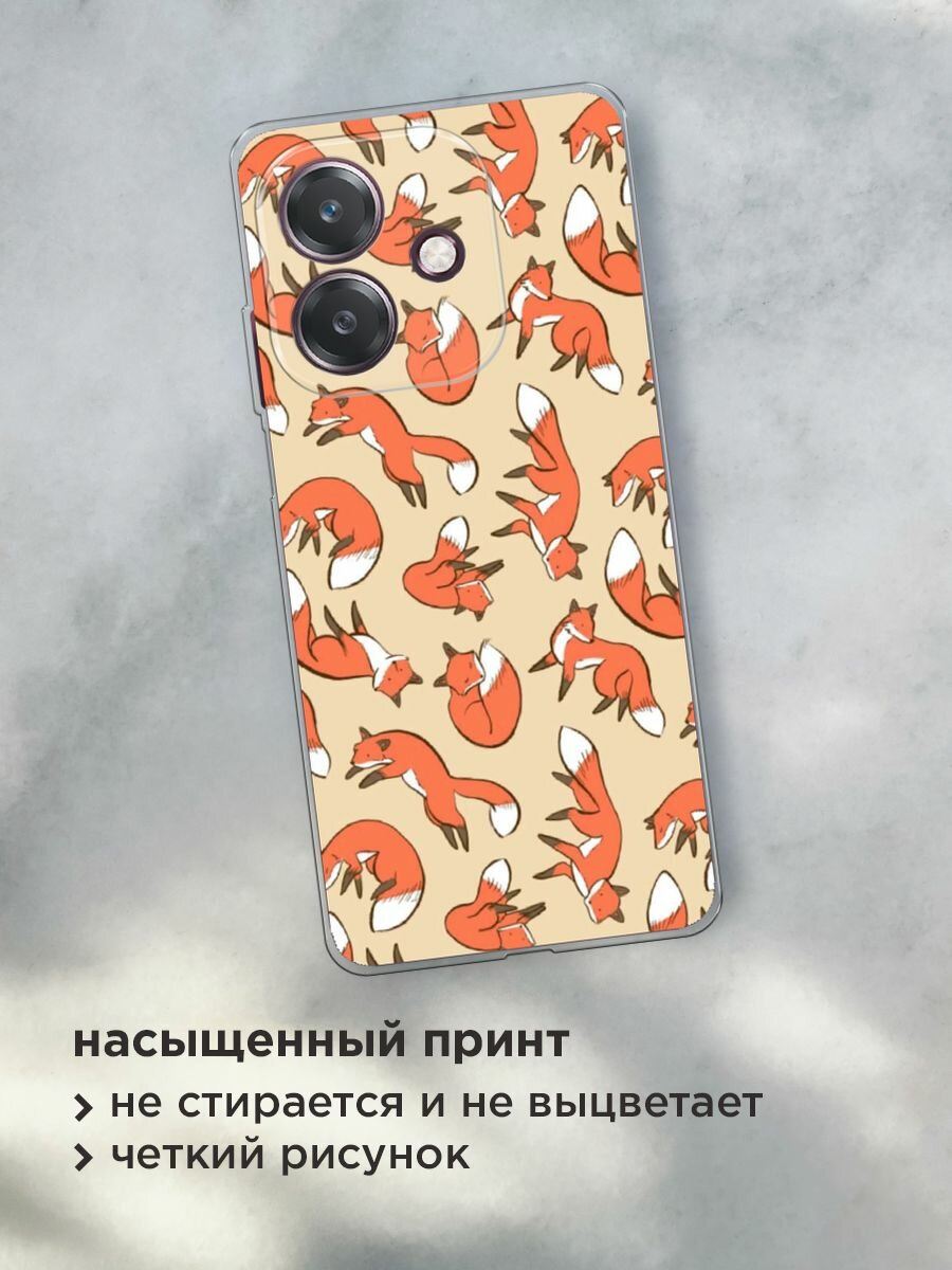 Силиконовый чехол на Oppo A3/A3x / Оппо А3/A3x с принтом "Лисички фон" — фото 1