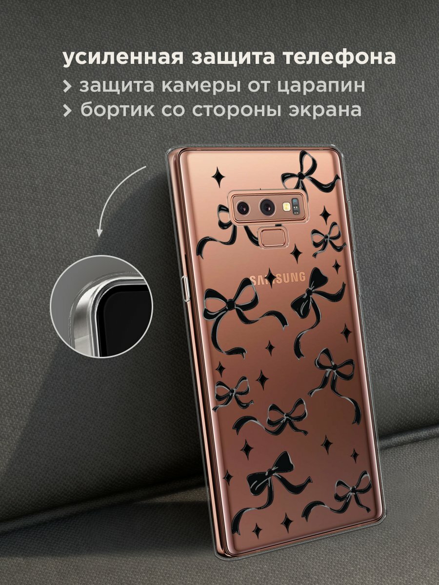 Чехол на Samsung Galaxy Note 9 / Самсунг Галакси Нот 9 с принтом "Милые чёрные бантики 4" — фото 1