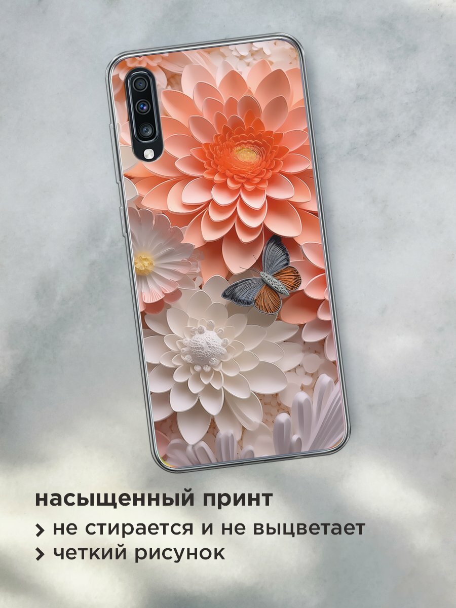 Чехол на Samsung Galaxy A70 / Самсунг Галакси А70 с принтом "Бумажные цветы" — фото 1