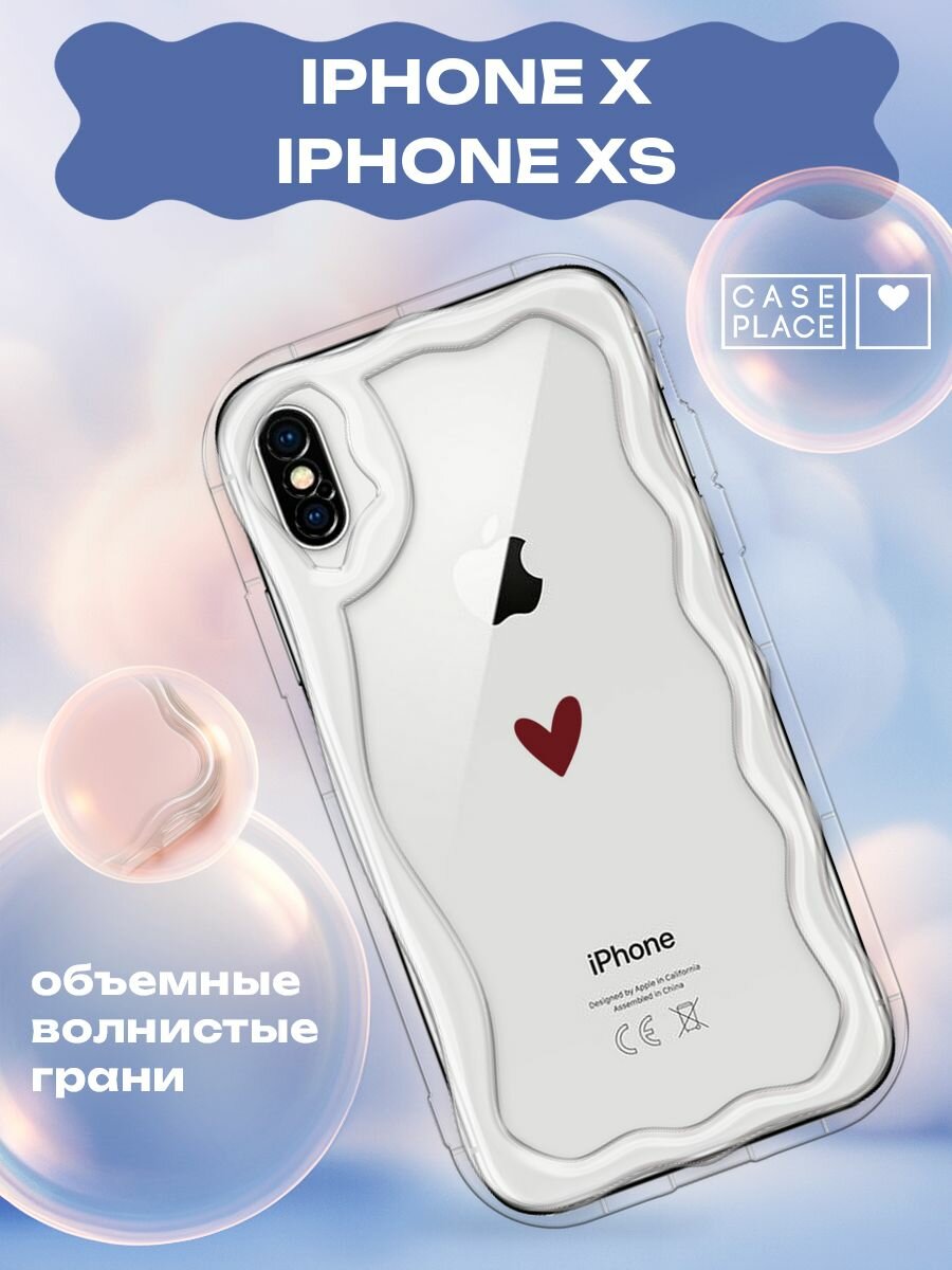 Чехол на Apple iPhone X/XS / Айфон 10/Айфон XS с принтом "Маленькое красное сердечко"