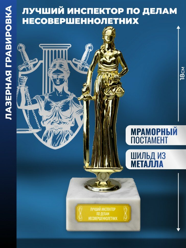 Статуэтка Фемида "Лучший инспектор по делам несовершеннолетних"