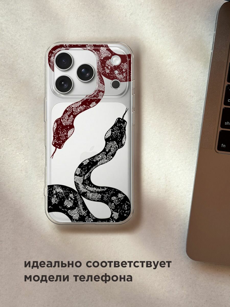 Чехол на Apple iPhone 17 Pro / Айфон 17 Про с принтом "Силуэты змей 2", прозрачный — фото 1
