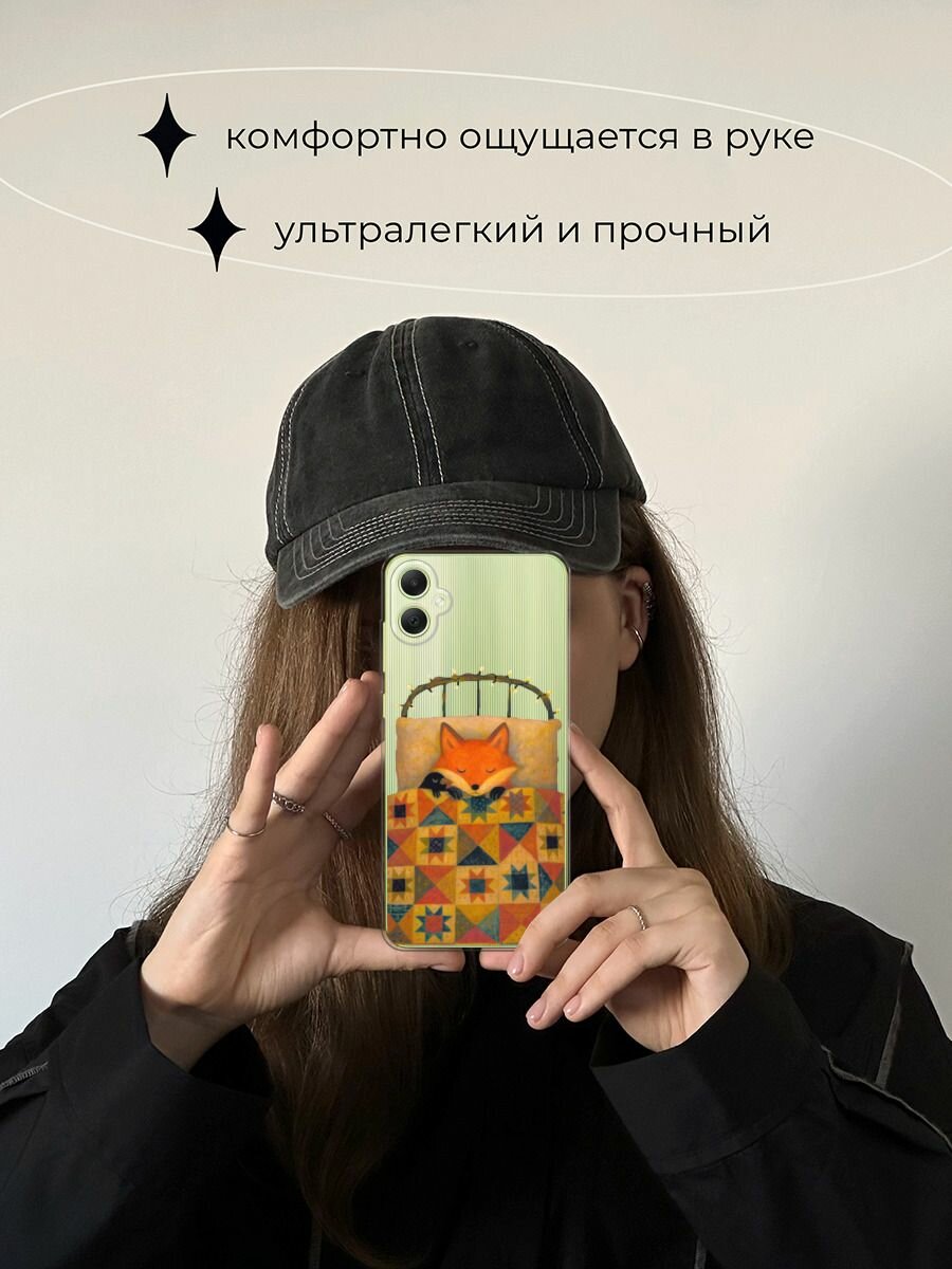 Чехол на Samsung Galaxy A05 / Самсунг Галакси A05 с принтом "Лисичка спит", прозрачный — фото 1
