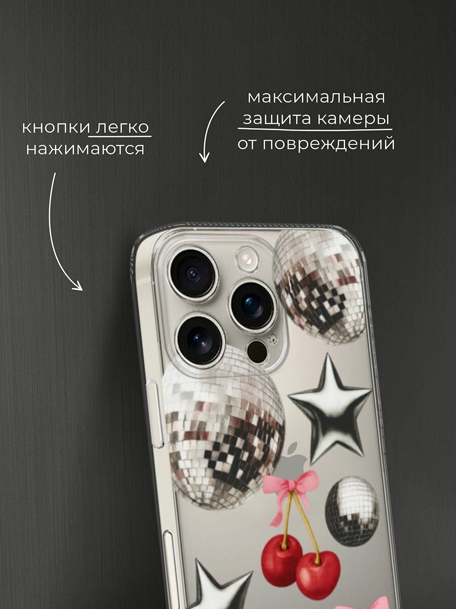 Чехол на Apple iPhone 16 Pro / Айфон 16 Про с принтом "Стильная подборка", прозрачный — фото 1