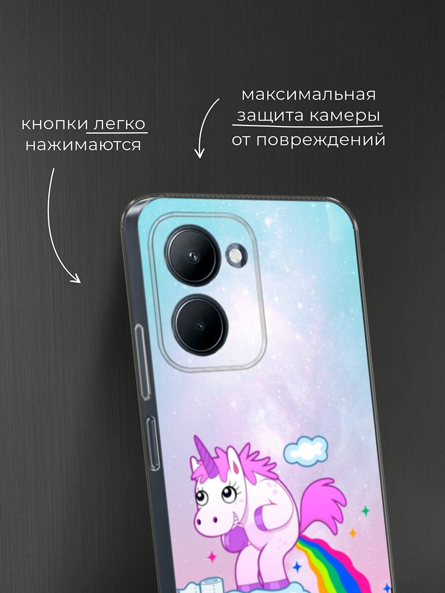 Чехол на Realme C33 / Реалми С33 с принтом "Единорог какает" — фото 1