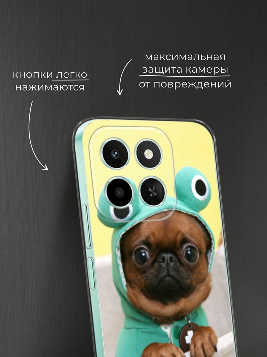Чехол на Honor X6c / Хонор X6c с принтом "Собачка в шапке лягушки" — фото 1