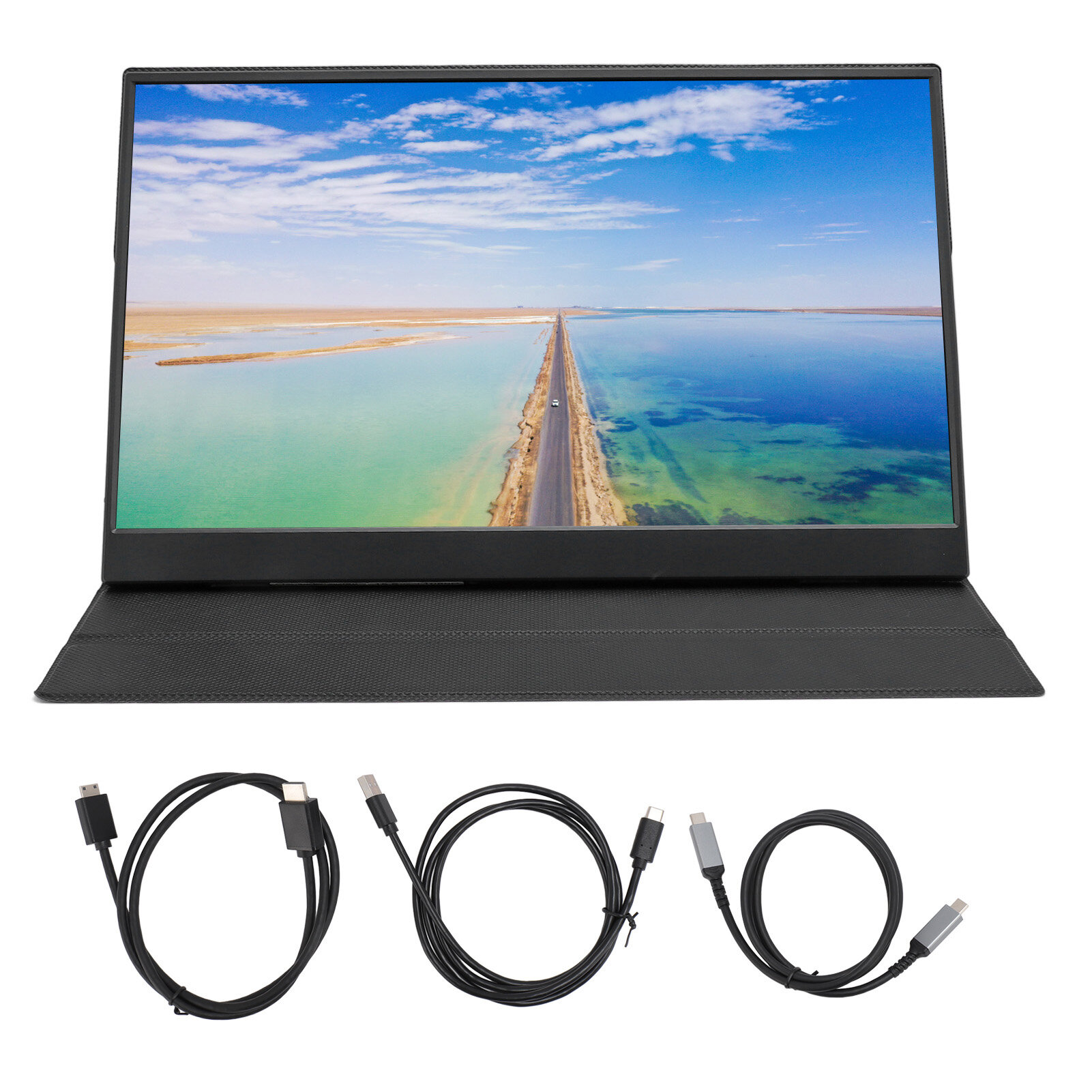 15,6-дюймовый портативный монитор FHD 1080P, 60 Гц, IPS, угол обзора 178°, поддержка HDR, два порта Type-C, с магнитной подставкой-крышкой