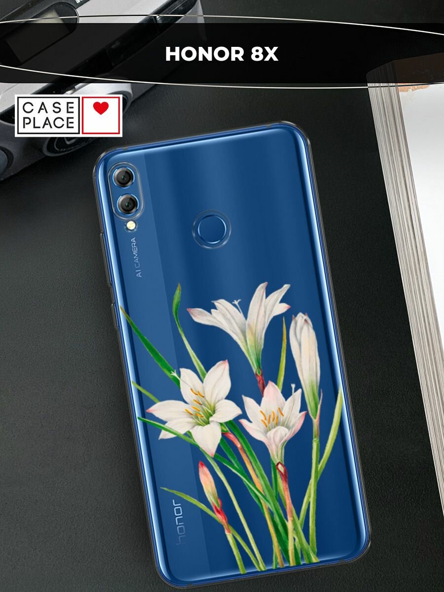 Чехол на Honor 8X / Хонор 8Х с принтом "White lily", прозрачный