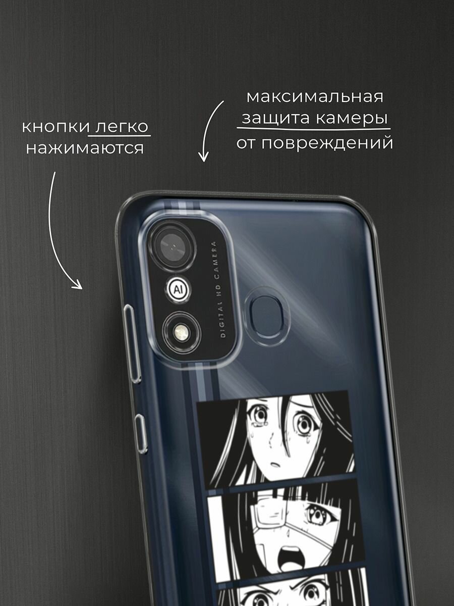 Чехол на Itel A27 / Ител А27 с принтом "Tokyo girls", прозрачный — фото 1