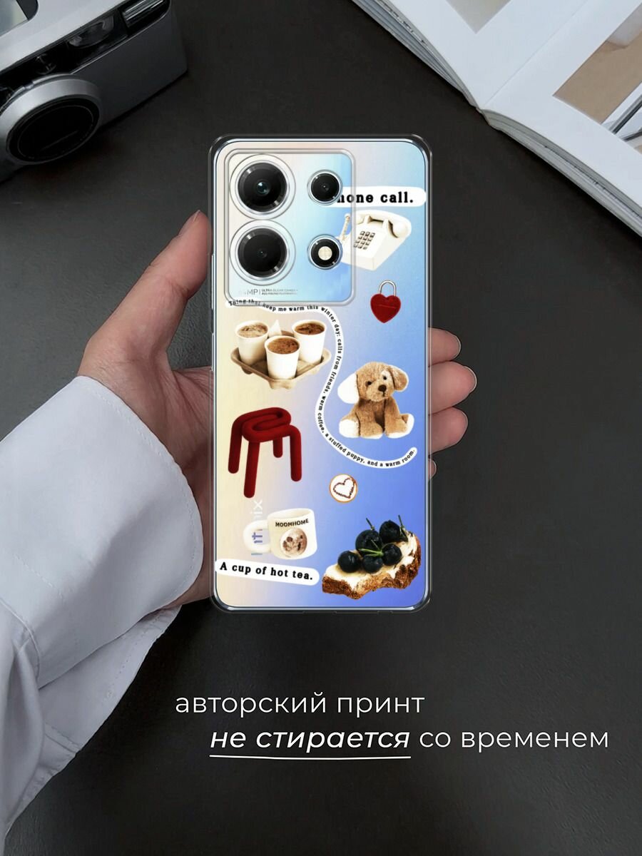Чехол на Infinix Note 30 4G / Инфиникс Нот 30 4G с принтом "Phone call", прозрачный — фото 1