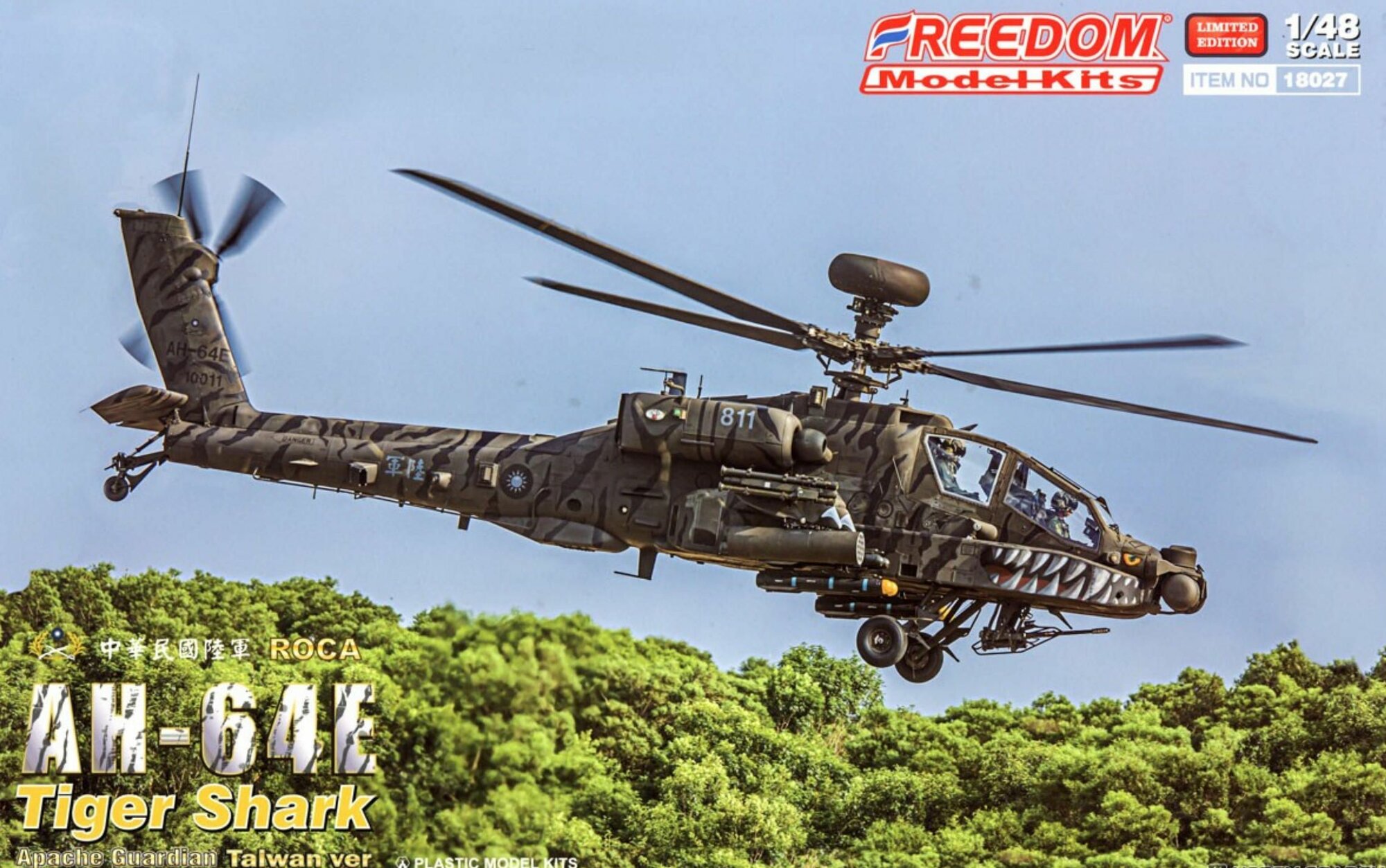 FREEDOM 18027 1/48 AH-64E Apache Guardian Атаковый вертолет ROCA Tiger Shark сборная модель самолета