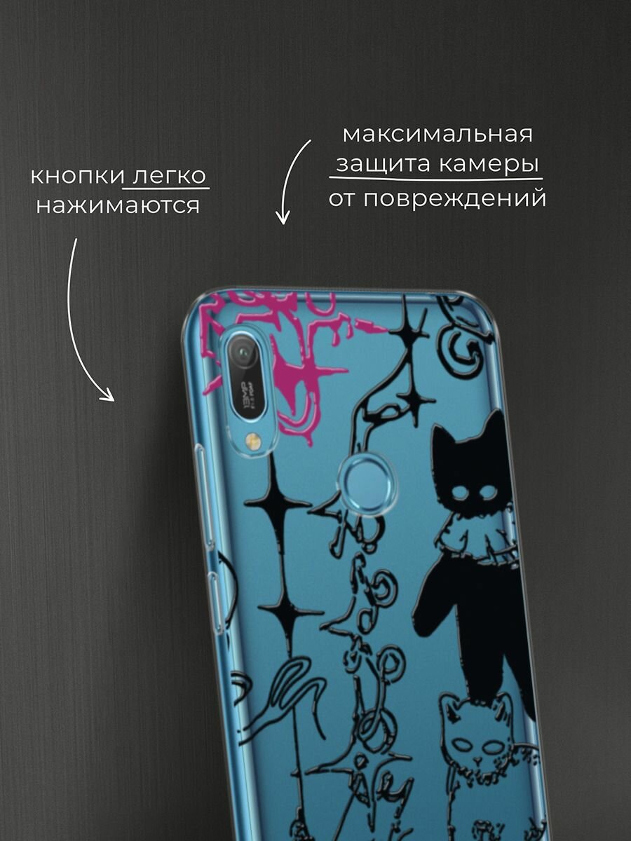 Чехол на Honor 8A/8A Pro/Huawei Y6s/Y6 2019 / Хонор 8А с принтом "Готические котики" — фото 1