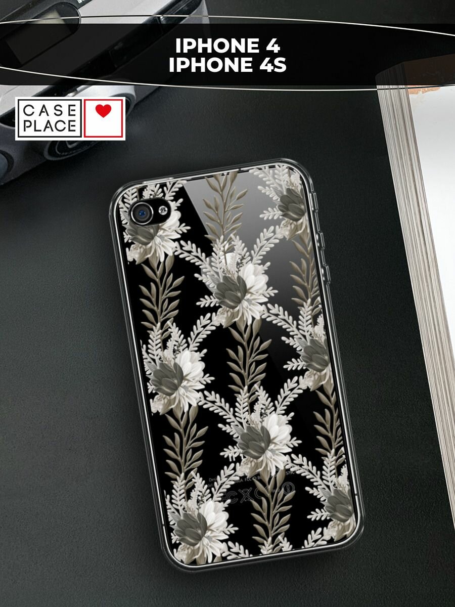 Чехол на Apple iPhone 4/4S / Айфон 4/4S с принтом "Переплетение цветов"