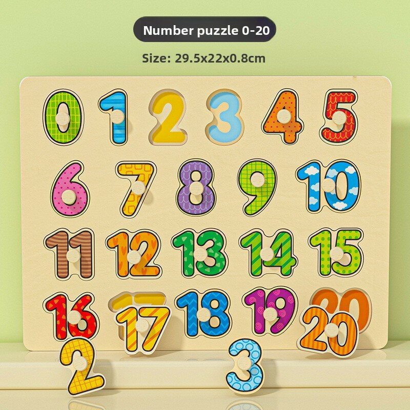 Образовательная деревянная пазл доска с цифрами буквами и тематическими фигурами для малышей номер б