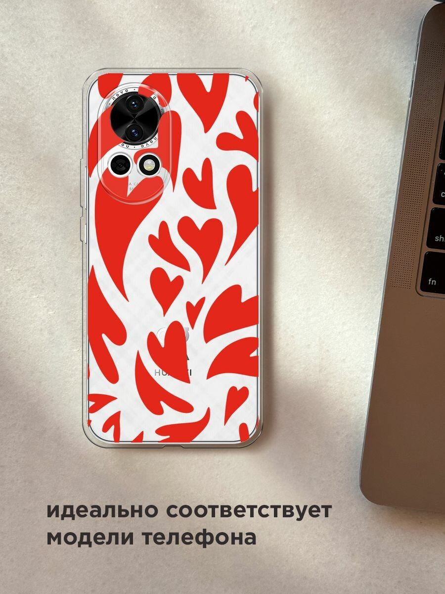 Чехол на Huawei Nova 12/Nova13 / Хуавей Нова 12/Нова 13 с принтом "Crazy hearts 2 - 14 февраля", прозрачный — фото 1