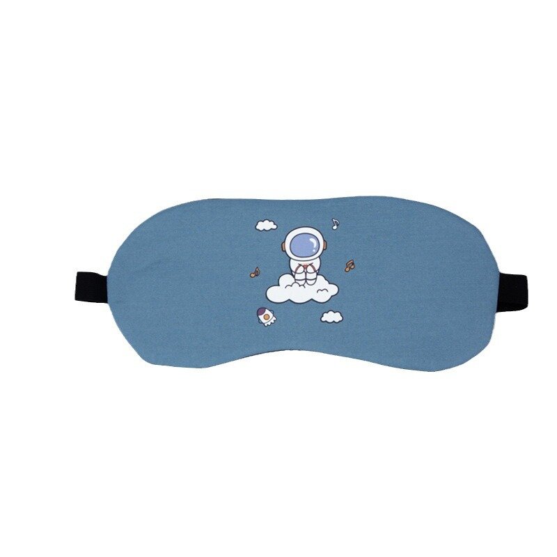 1 шт. Маска для сна с изображением космонавта. Милая мультяшная маска для сна. Мягкая хлопковая повязка на глаза с космической тематикой. Удобная маска для сна для детей и взрослых. Подходит для сна, путешествий и отдыха.