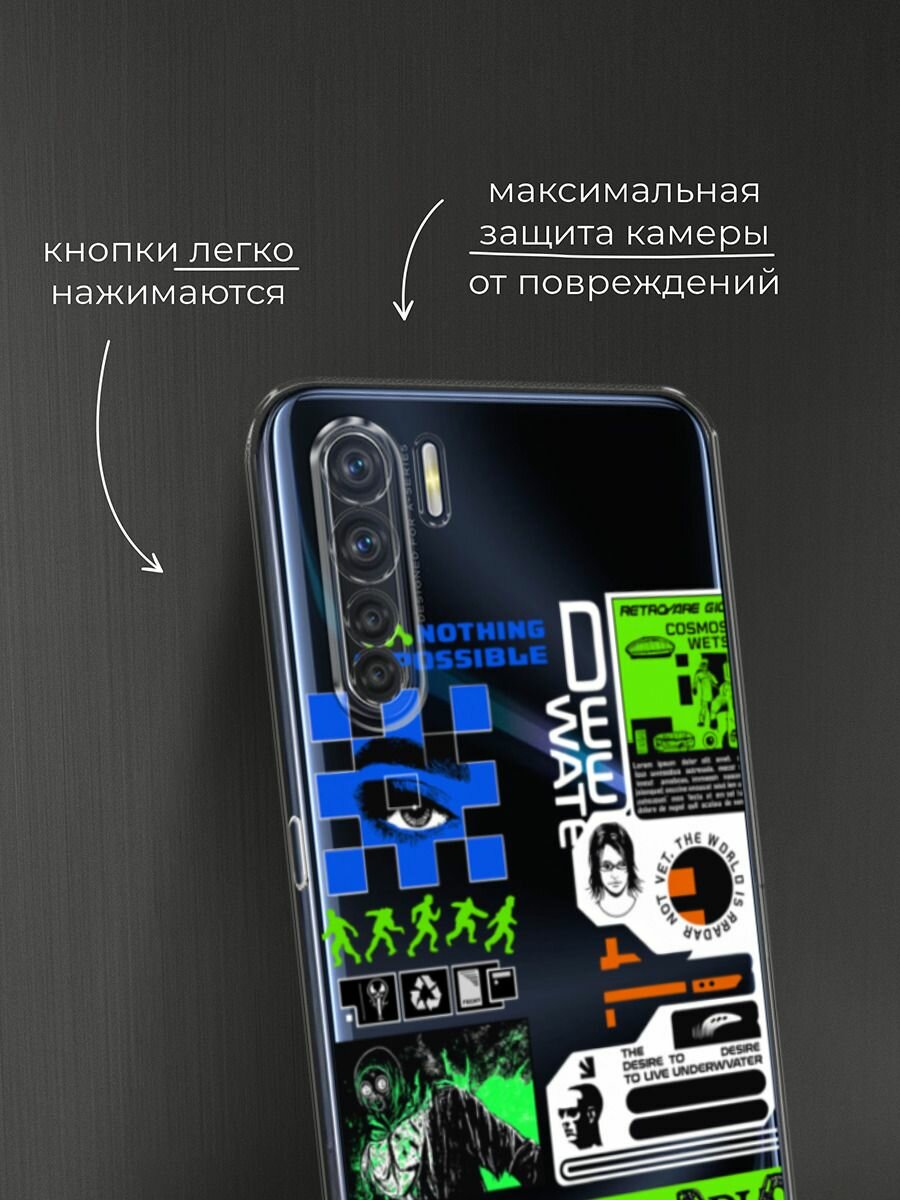 Чехол на Oppo A91/Reno 3 / Оппо A91/Рено 3 с принтом "Nothing impossible", прозрачный — фото 1
