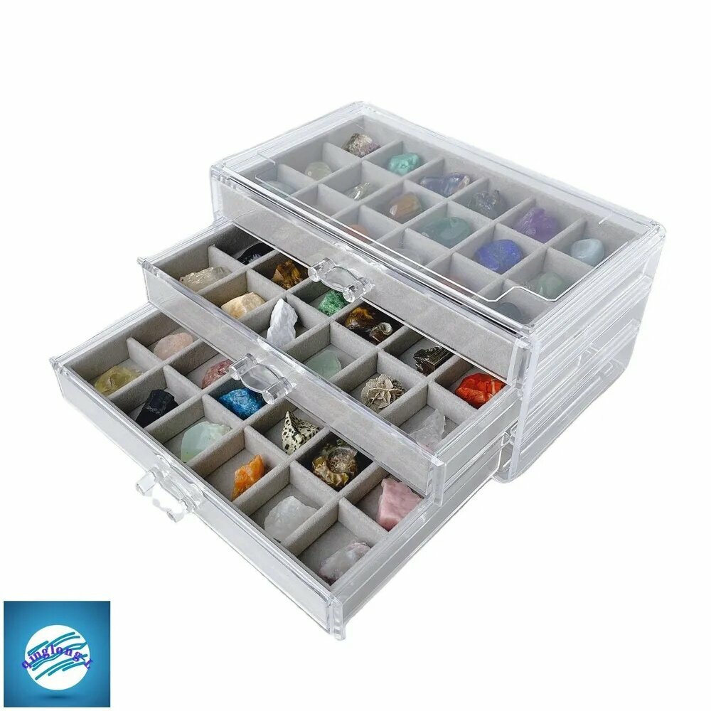 Коллекция камней и минералов с витриной 2-3см