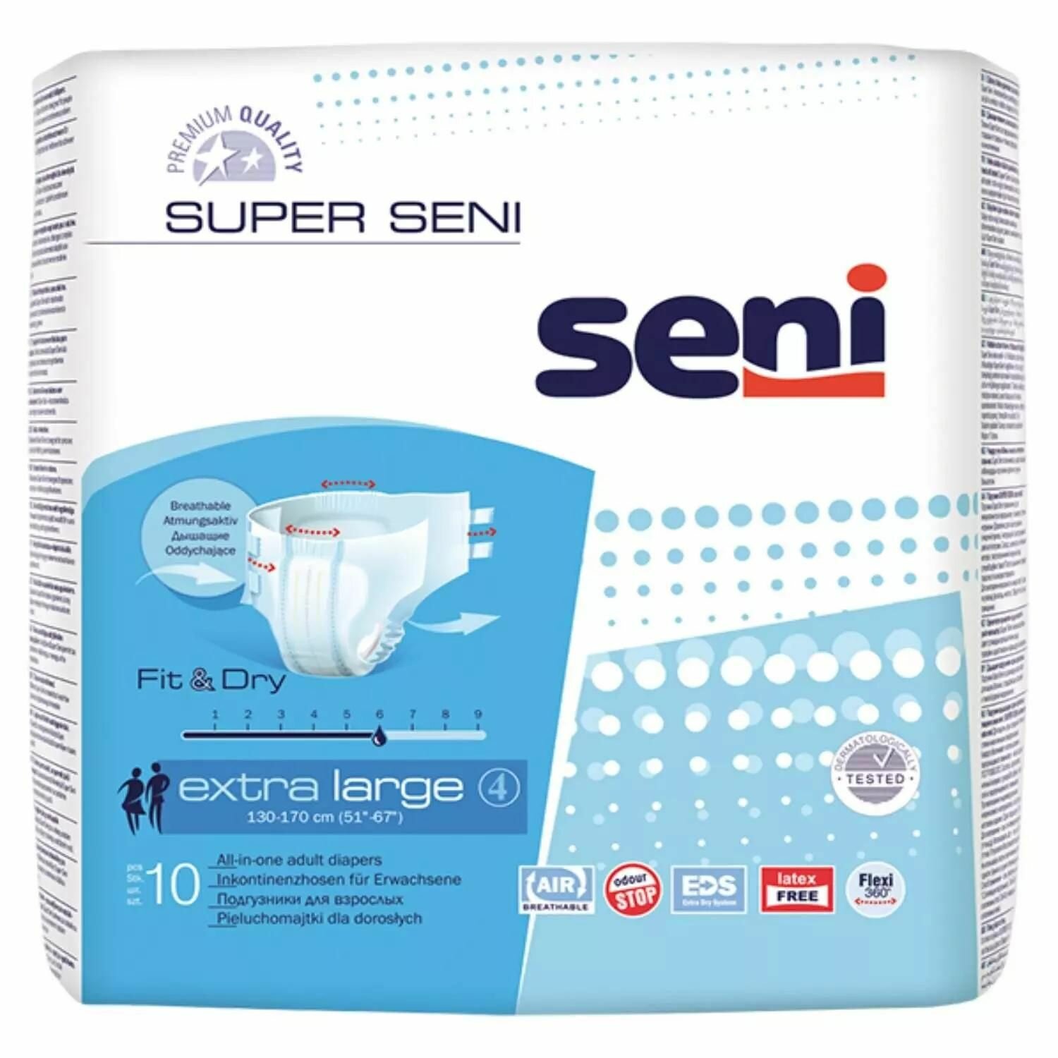 Подгузники для взрослых SENI air XL 10шт, одноразовые, впитывающие