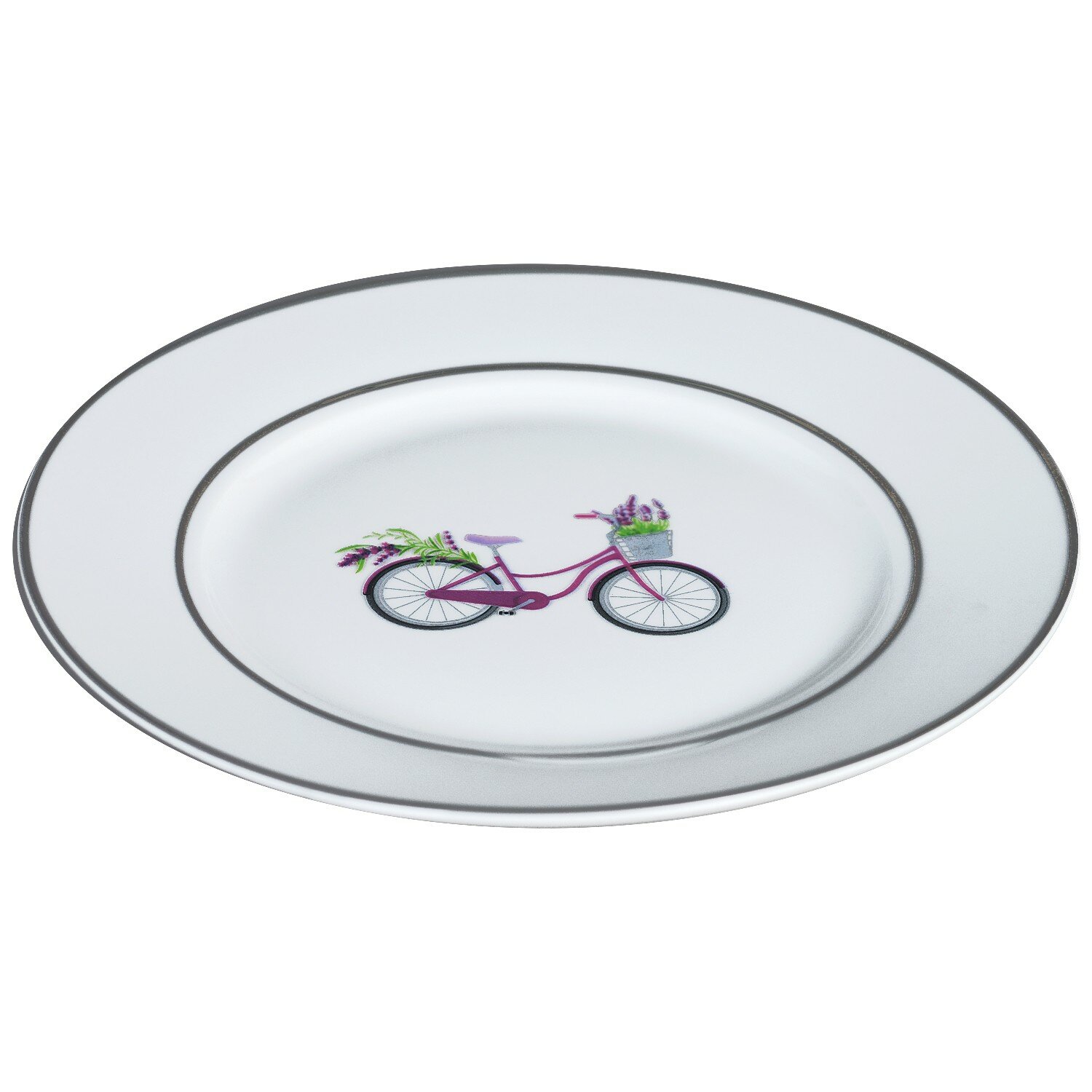 Лаванда обеденная тарелка 24 см из фарфора с платиновой отводкой – элегантная сервировка