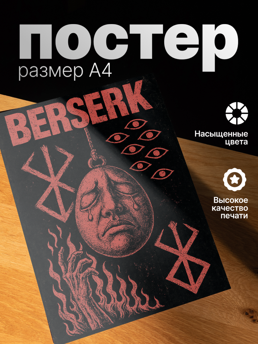 Постер ZEKEKS Аниме Берсерк, без рамы, 29x21 см, цифровая печать
