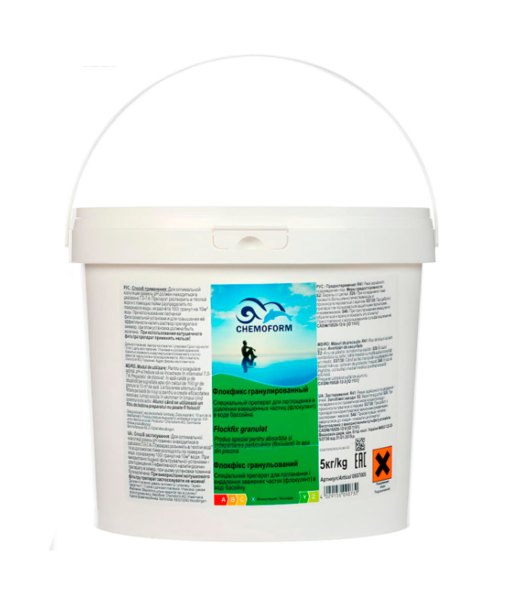Коагулянт для бассейна Флокфикс гранулы 5 кг Chemoform / Средство для ухода за водой / Для ручного дозирования