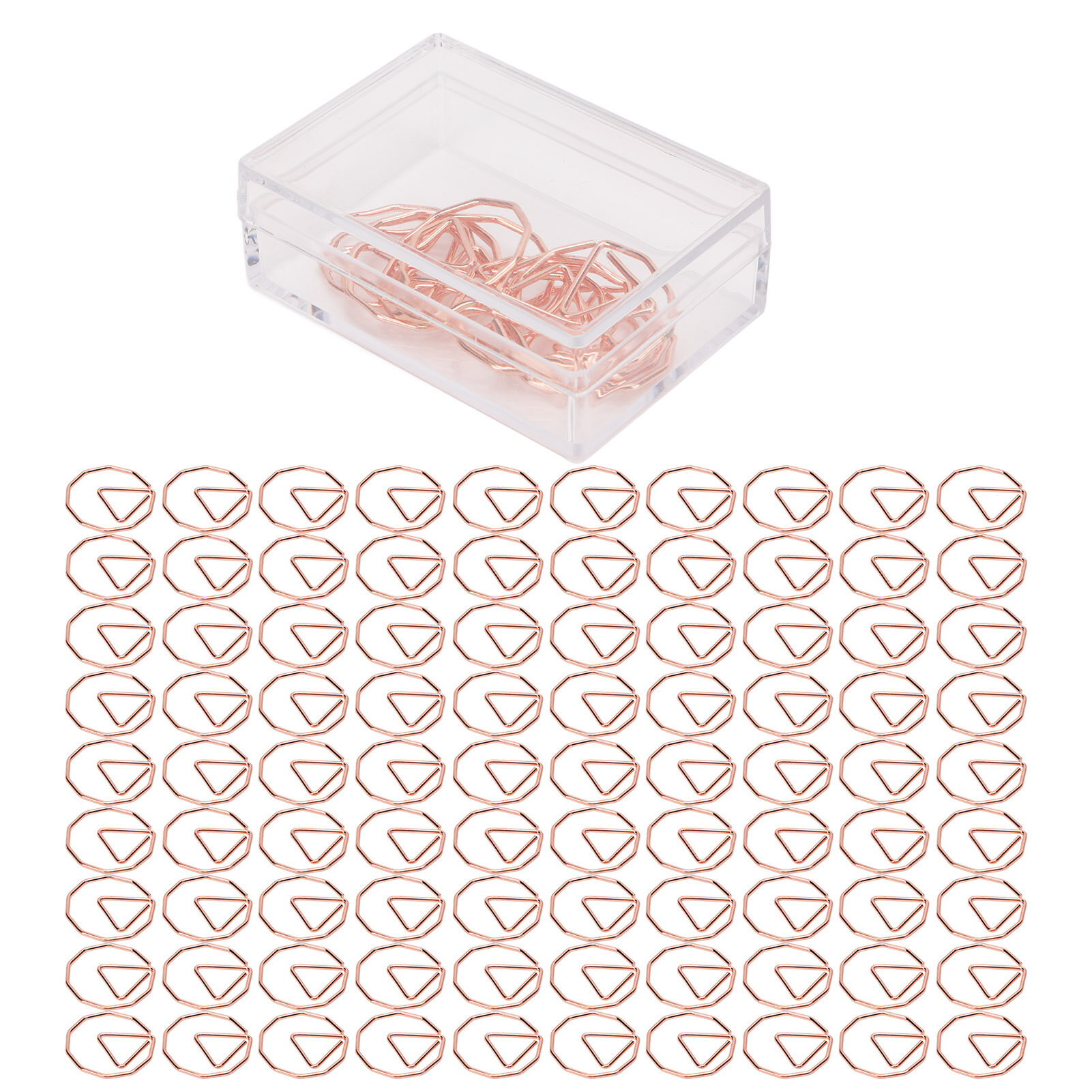 100 шт Скрепки золотые, уникальной многоугольной формы, с коробкой для хранения