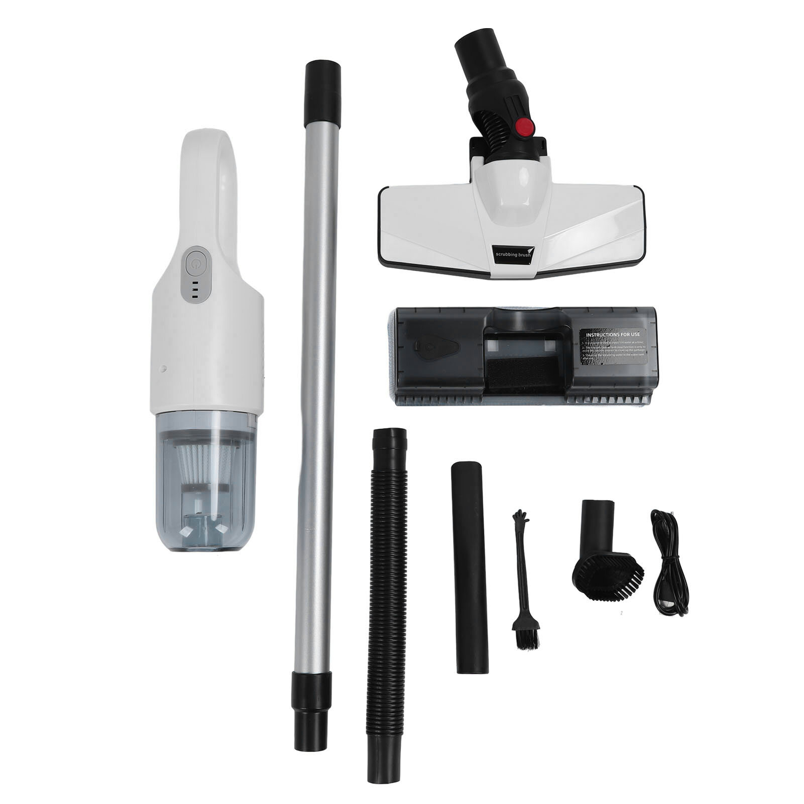 Беспроводной пылесос, 6000 мАч, 2 передачи, влажно-сухой, с шваброй, 400 мл, для шерсти животных, белый