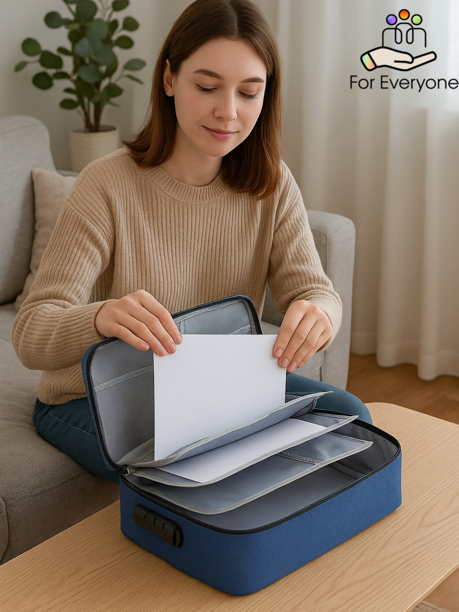 Органайзер для документов, с кодовым замком, многофункциональный, синий