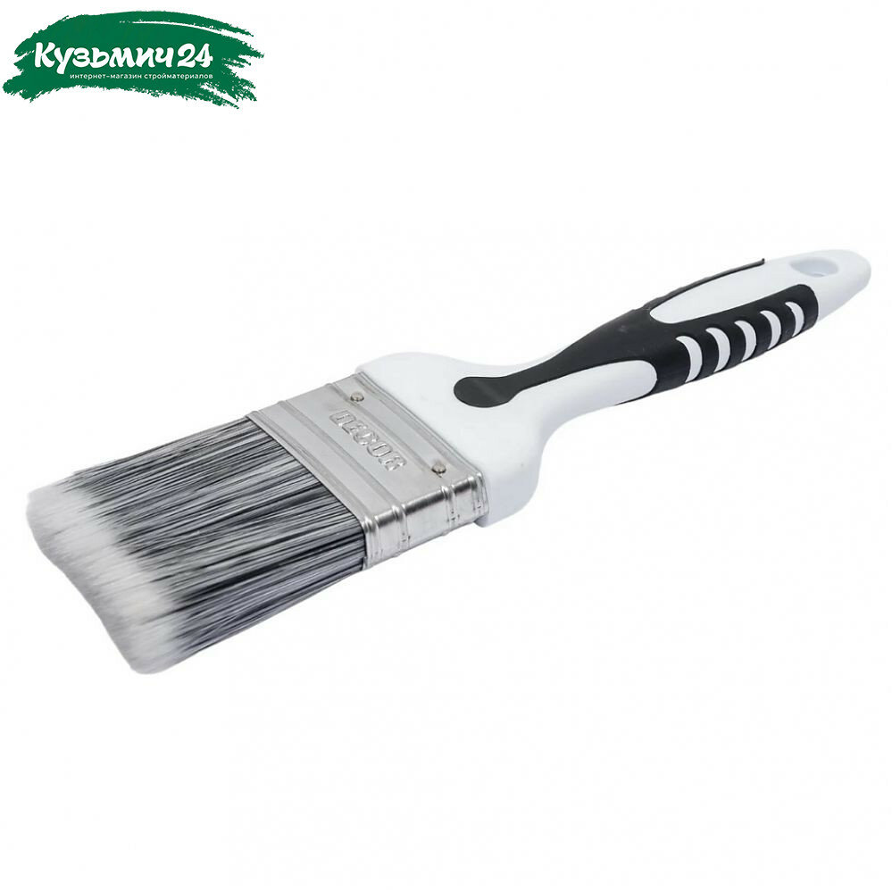 Кисть Black White Premium универсальная 50х15 мм, серебристая щетина, 2 К ручка 860-050