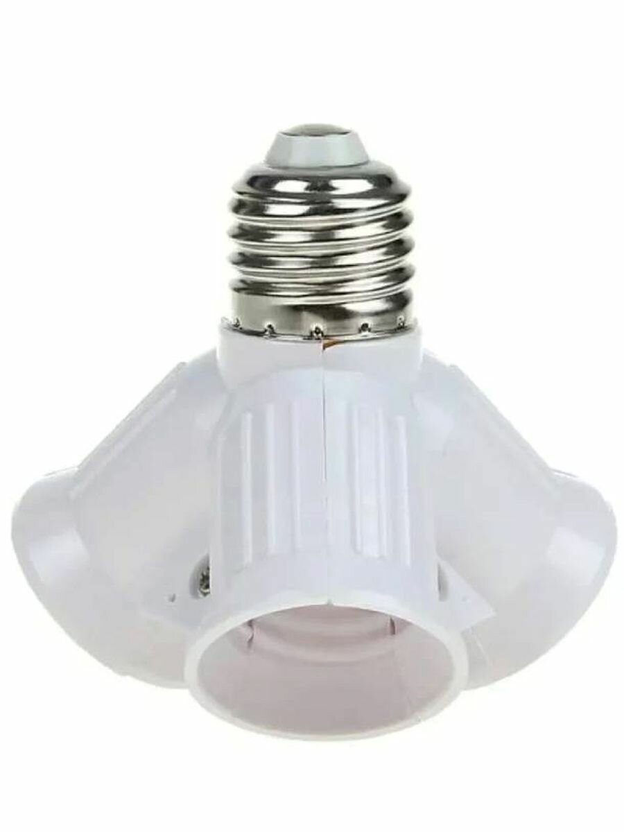 Патрон-переходник с цоколя E27 на 3хE27 Белый