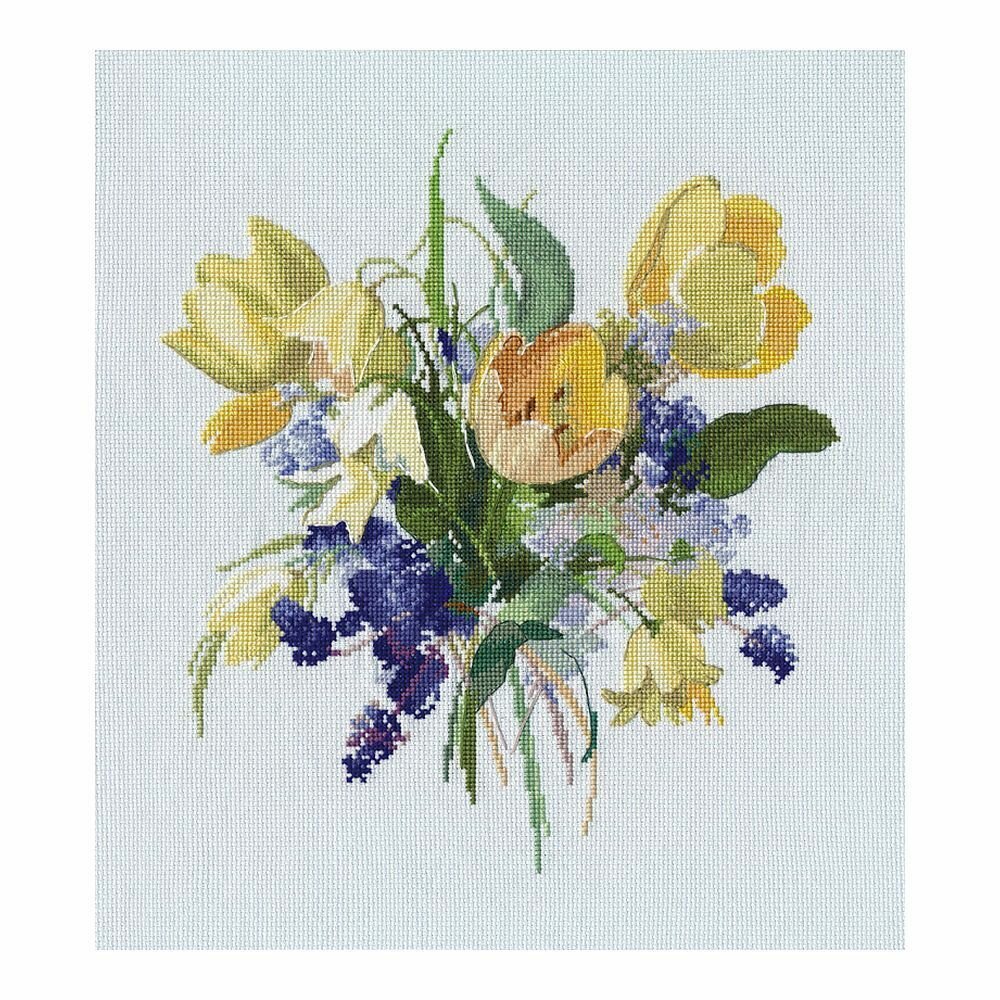 Набор для вышивания крестиком Овен "Весенний букет" 23х26 см Цветы