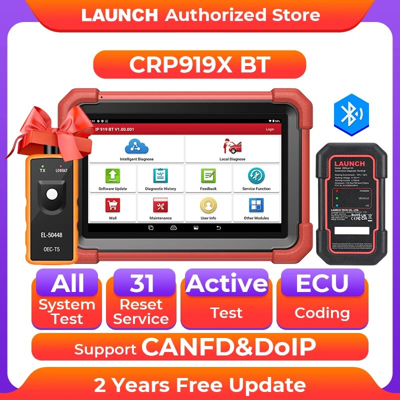 Новый сканер LAUNCH X431 CRP919X BT OBD2, автомобильные диагностические инструменты, EU RU Version