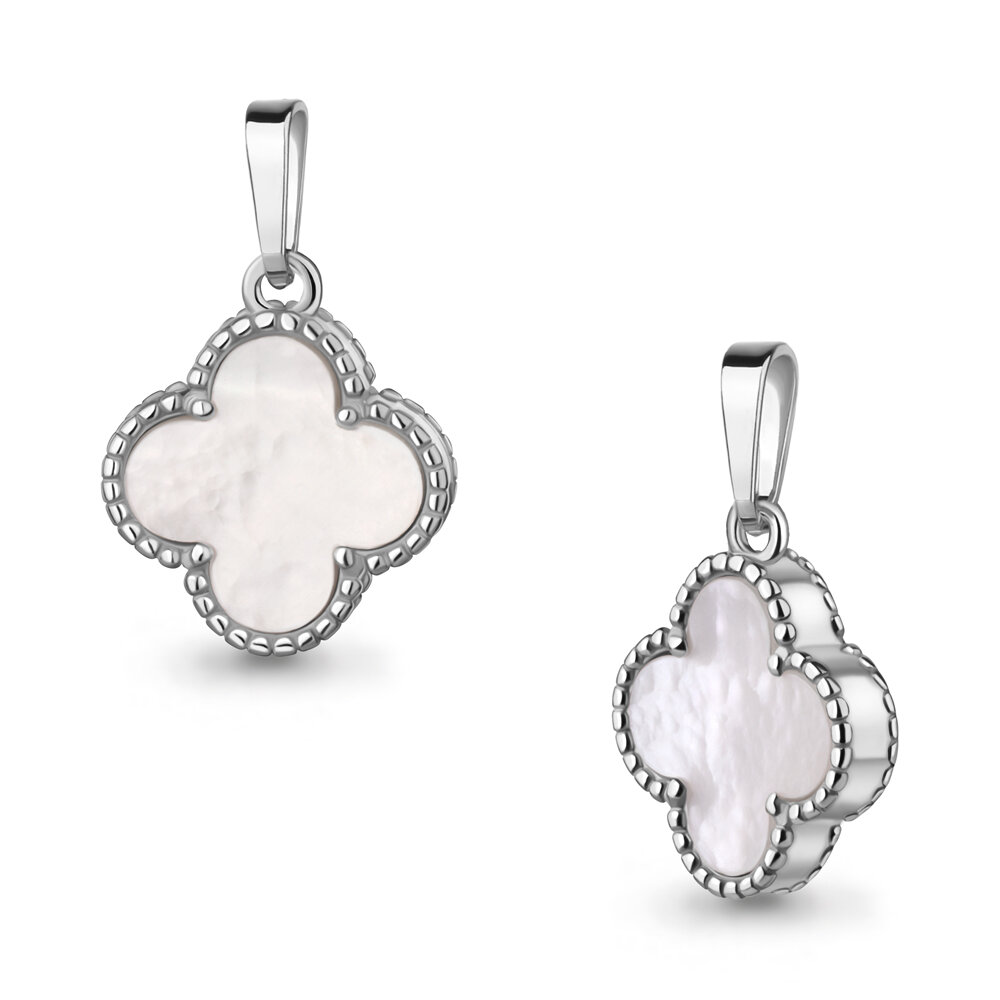 Крестик, серебро, 925 проба, родирование, перламутр