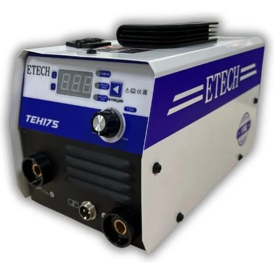 Сварочный аппарат Etech TEH175 (MIG (FCAW) 50-175A 0.8-1 мм, MMA 20-175A, 2-4 мм, дисплей, катушка с проволокой)