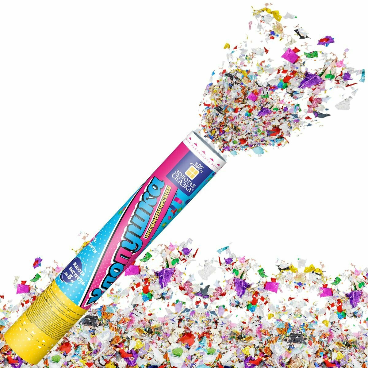 Хлопушка пневматическая Золотая Сказка "Party Mix", 30см, фольга, конфетти (592465), 12шт.