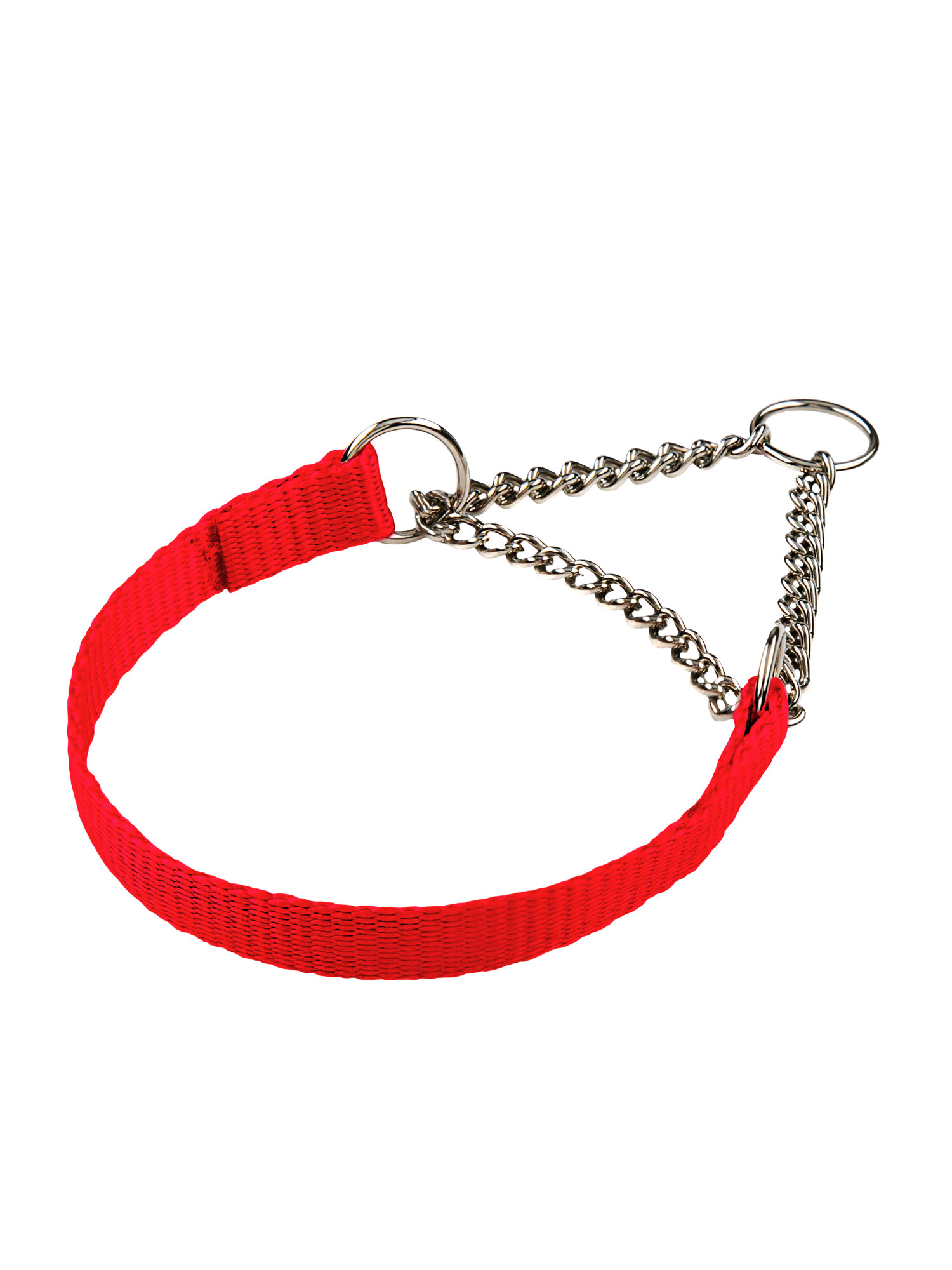 Ошейник-полуудавка для собак ZooOne лента 10мм(18-25см) с цугом (никель) красный 75-2066