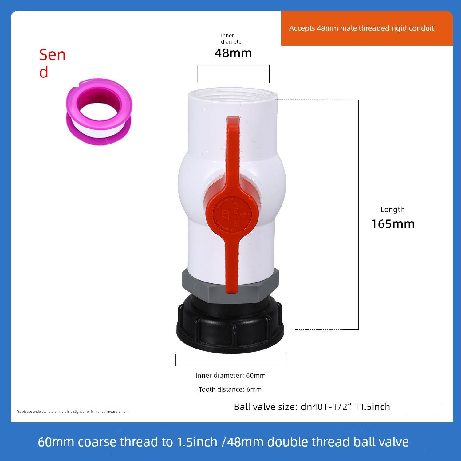 Клапан для еврокуба (IBC), пластиковый шаровой кран из ПВХ, 4/6 дюймов, 1/4 дюйма, дренажный, с двойным винтовым портом