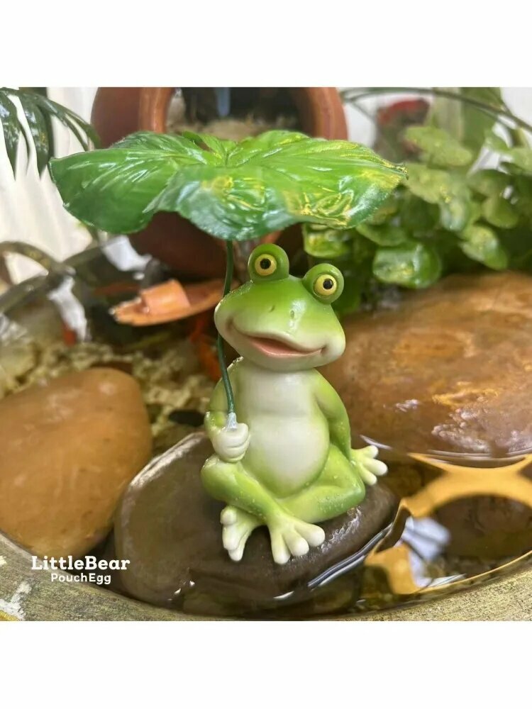 Фигурка садовая "Лягушка с зонтиком-листом"