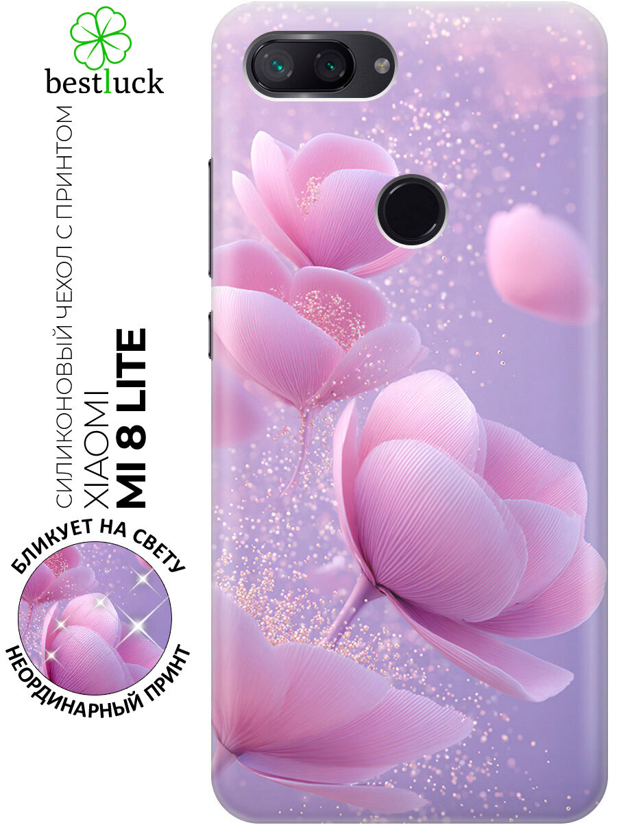 Силиконовый чехол на Xiaomi Mi 8 Lite с принтом "Сиреневые грёзы"