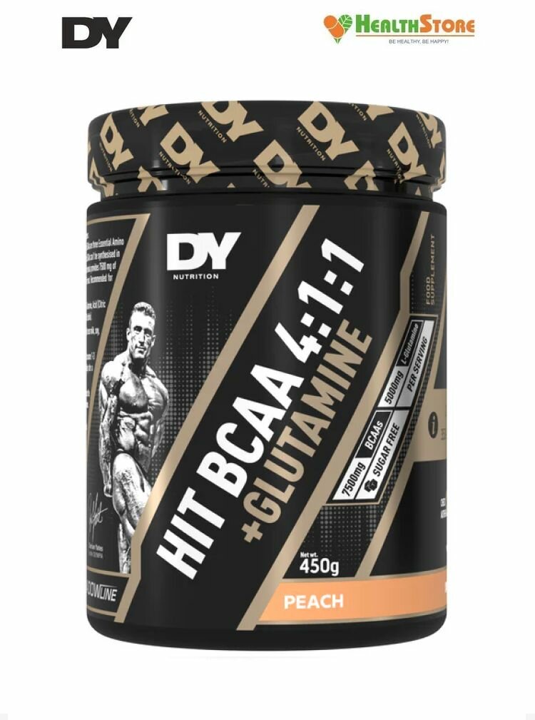 Dorian Yates DY Nutrition HIT BCAA 4:1:1 + Glutamine 450г (персик) бцаа порошок и глютамин