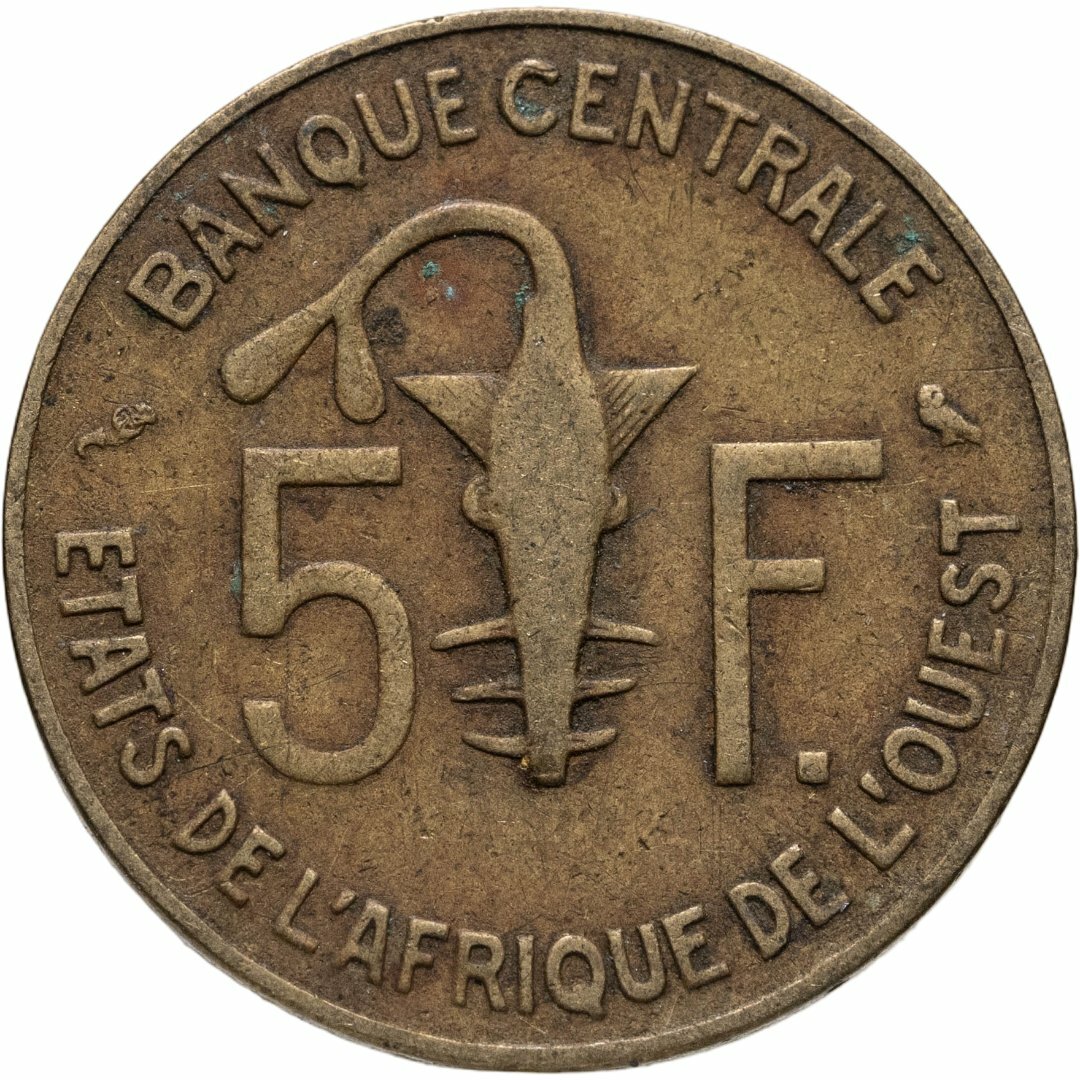 Западная Африка 5 франков 1965, Алюминий-Никель-Бронза, в сохранности VF