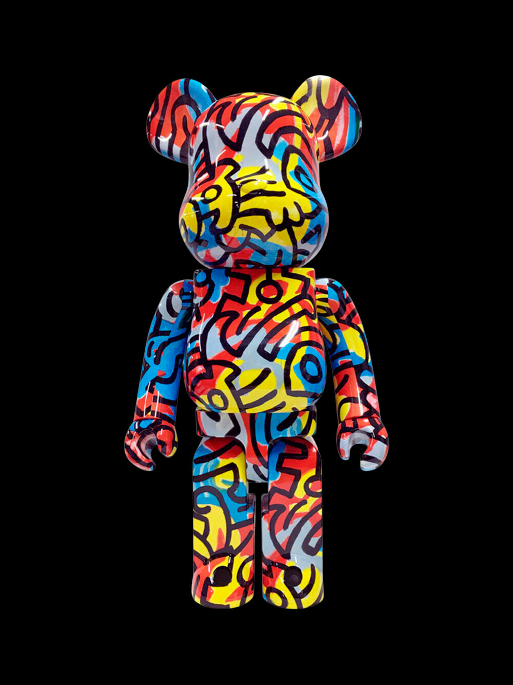 Коллекционная оригинальная фигура Bearbrick Keith Haring DesignerCon Exclusive 1000% / 70 см высота / ABS пластик
