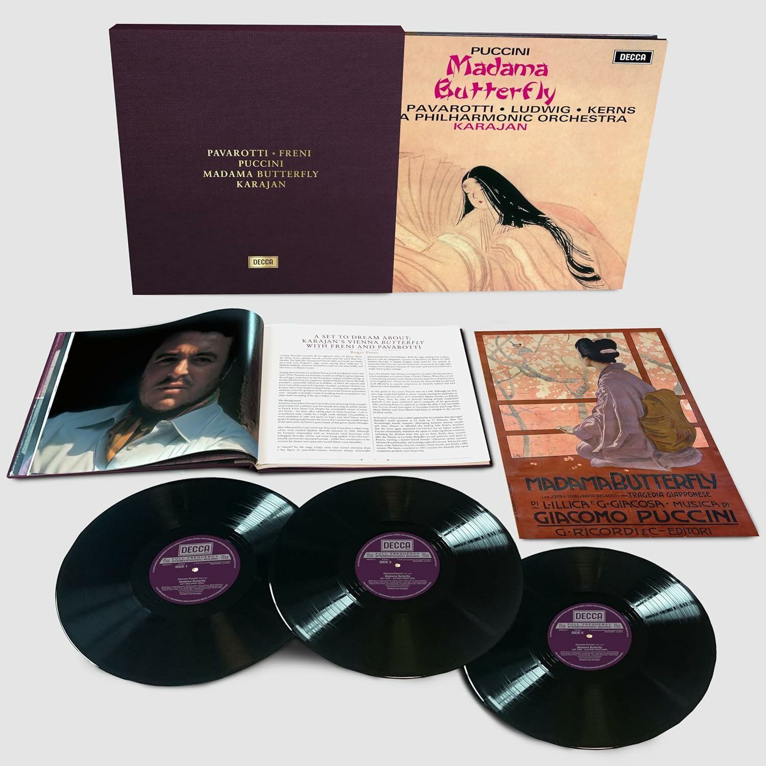 Luciano Pavarotti, Herbert von Karajan - Puccini: Madama Butterfly (Analogue) (3LP) 2025, Decca, Box, Limited Edition, Фирменные виниловые пластинки в боксе